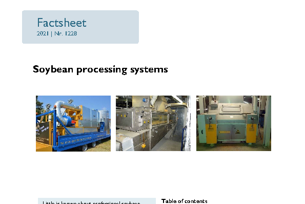 FiBL - Soybean processing systems factsheet published